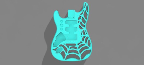 3D Printed Fender Stratocaster Guitar Body, Custom Design, Spiderweb ...