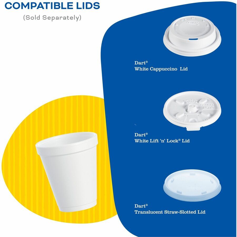 Dart Insulated foam Cup - 6 Oz - 1000/carton - White (6J6_40 ...