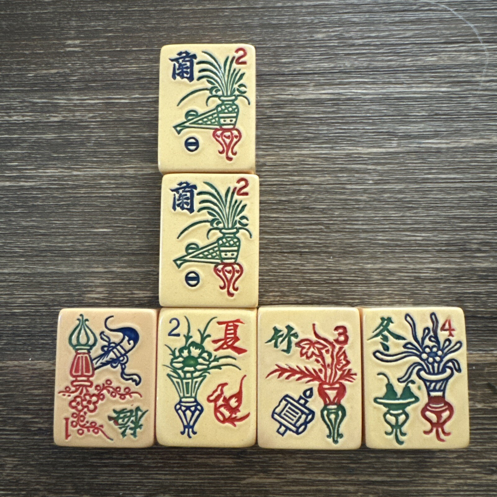 Vintage Mahjong Floral Tile Chinese Bakelite Tested Lot Of 6 | eBay