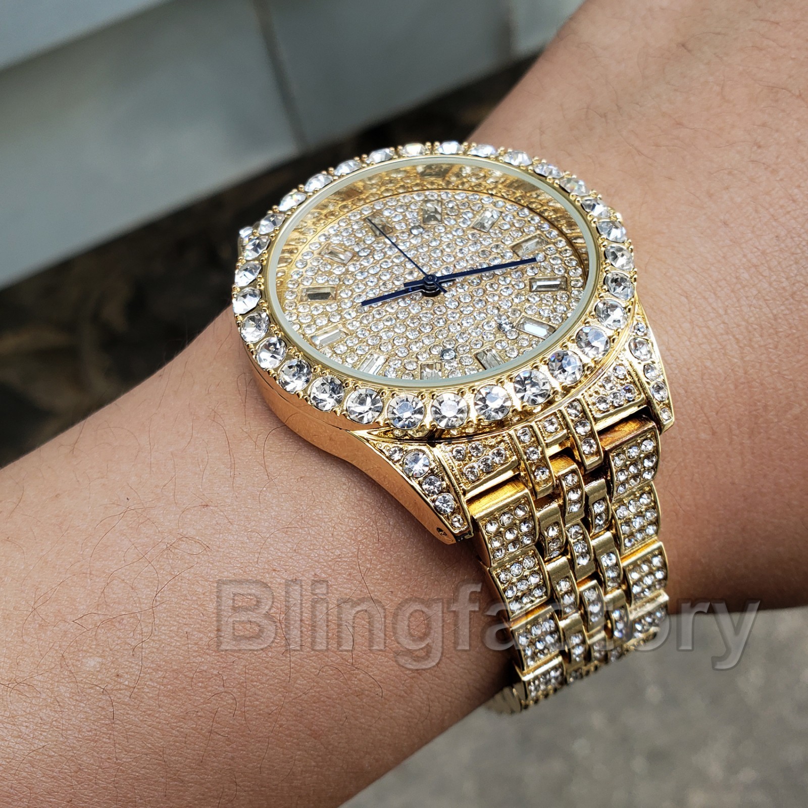 MEN'S HIP HOP QUAVO LUXURY LAB DIAMOND FULL ICED METAL BAND WRIST BLING ...