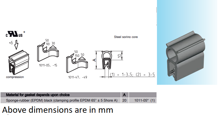 1011-05 EMKA Sponge Rubber EPDM Gasketing Edge Protection Profile Self ...