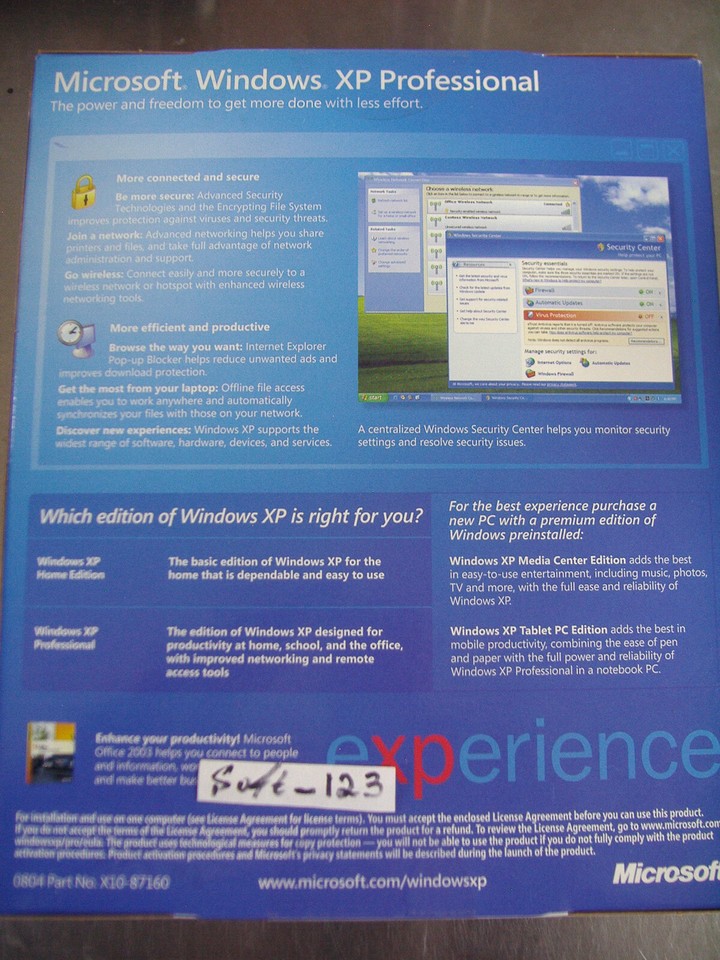 Microsoft Windows XP Professional w/SP2 Full English Retail MS WIN PRO ...