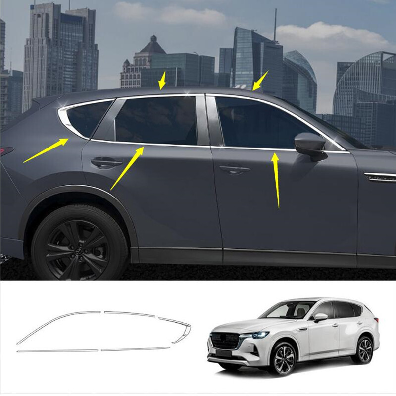 Fit For Mazda CX-60 2023 2024 Chrome Car Window frame Strip Cover Trim ...