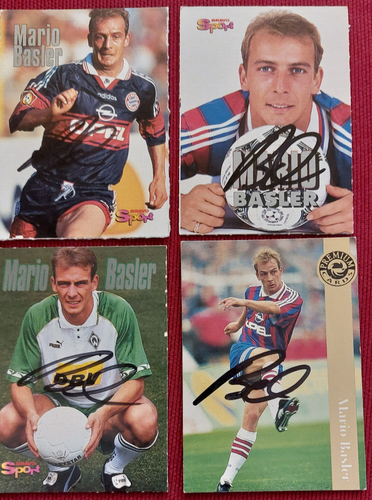Mario Basler - signiert - 4x Panini / BravoSport Card Bayern Bremen 94 ...