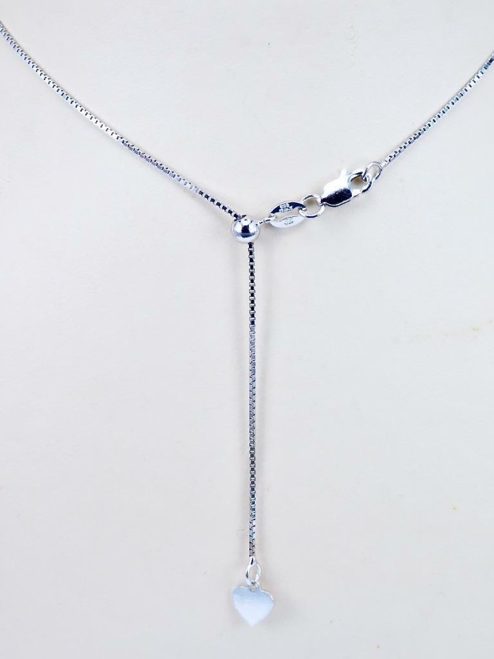 Up To 22" Solid Adjustable Box Chain Necklace Solid 925 Sterling Silver ...