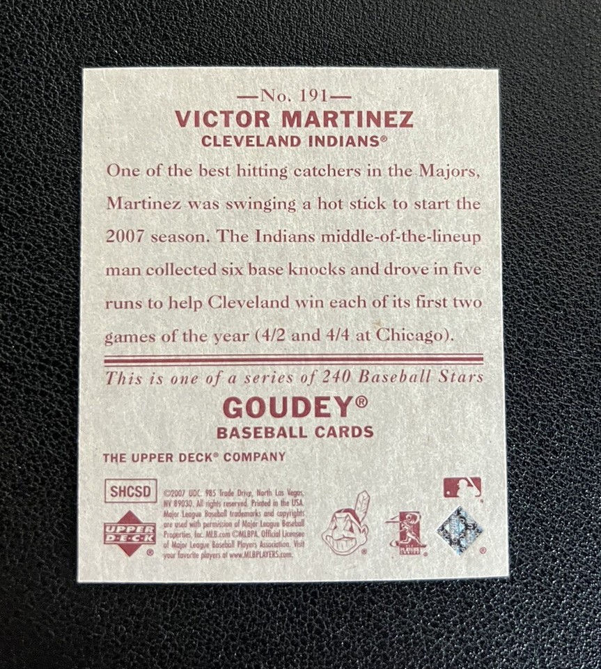 2007 Upper Deck Goudey Red Back #191 Victor Martinez Indians | eBay