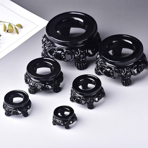 Black Round Hollow Crystal Ball Base Classical Carving Style Resin ...
