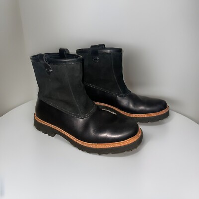 Vintage rare Clark’s black leather boot lug sole suede upper | eBay