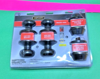 Defiant 2 Keyed Entry Door Knobs & 2 Keyed 1 Side Deadbolts Set, 4 Keys ...