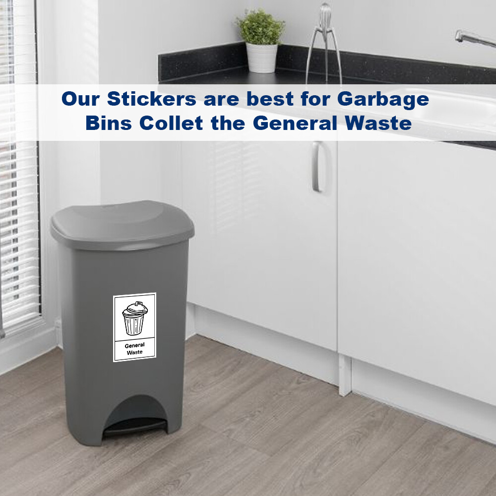 Recycling Bin General Waste Plastics Mixed recycling Stickers ...