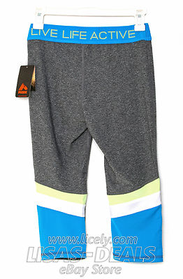 NEW Womens RBX LIVE LIFE ACTIVE CAPRI LEGGING Workout Yoga Grey Blue S ...