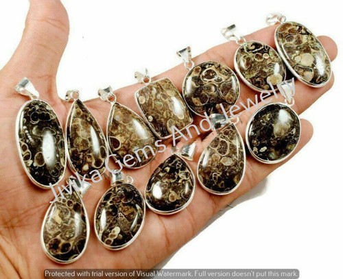 Turtella Jasper Gemstone Bezel Pendant Lot 925 Sterling Silver Plated ...