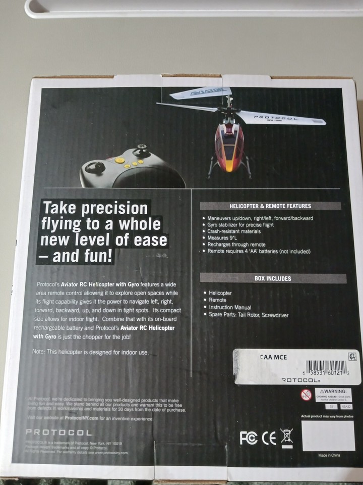 Protocol Aviator Indoor Remote Control Helicopter w/Gyro Stabilizer NIB ...