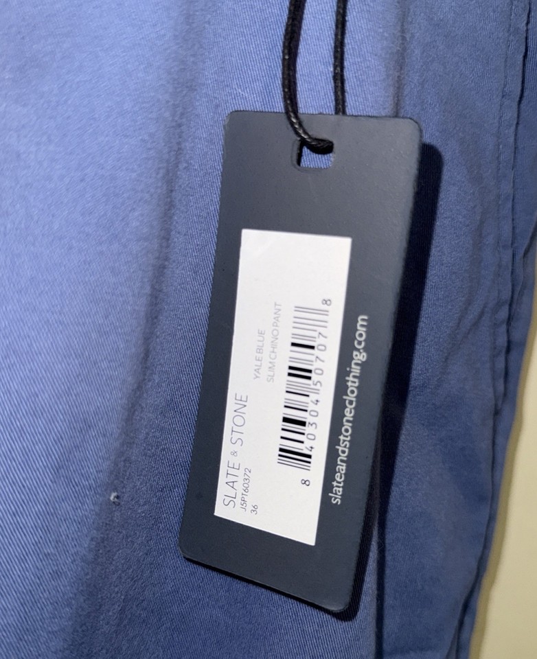 Slate & Stone Men's Slim Chino Pants 36 Yale Blue | eBay UK