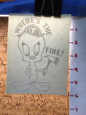 Fire Department Tweety Bird - White - Vinyl Transfer Decal - Y7-1.13 | eBay