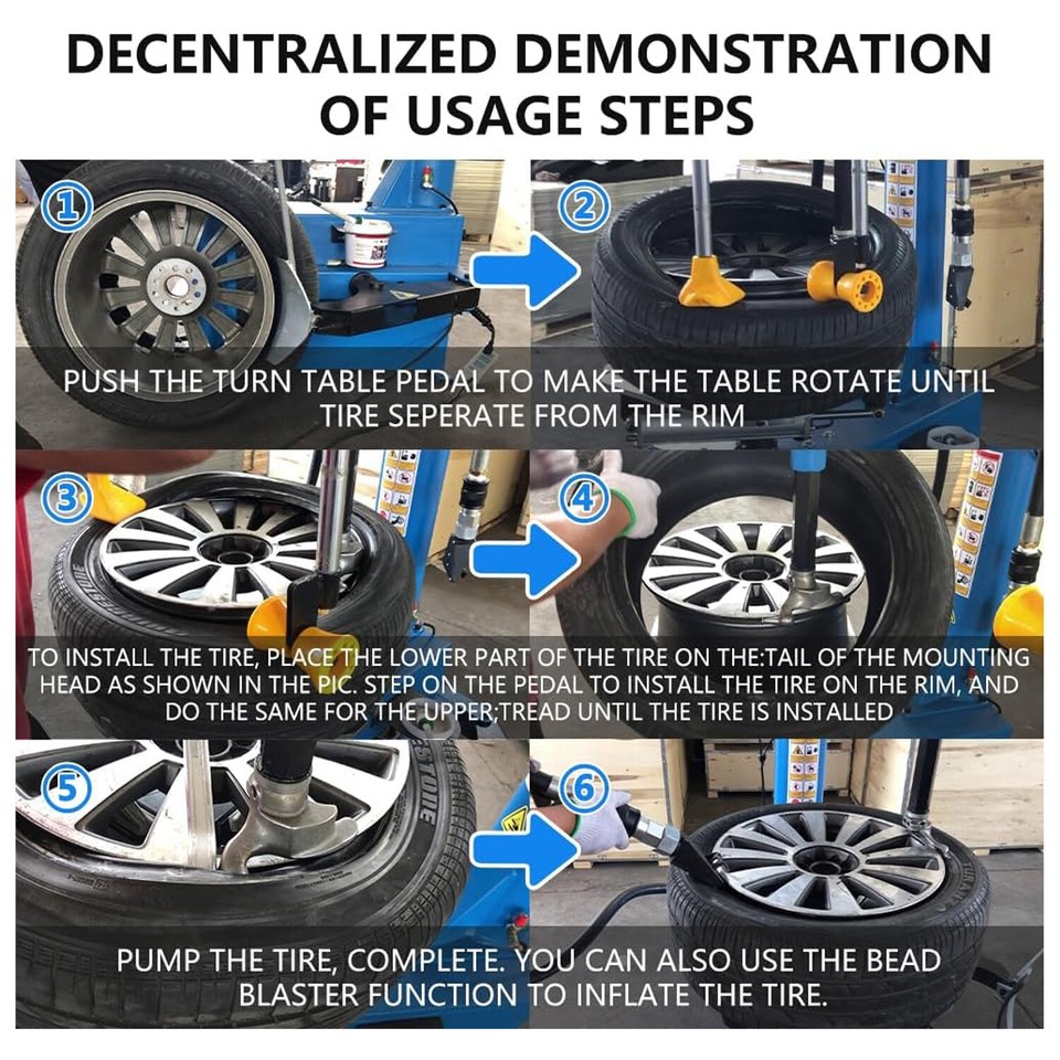 24'' Tire Changer Wheel Changer Machine Tires Repair Tools W/ Double ...