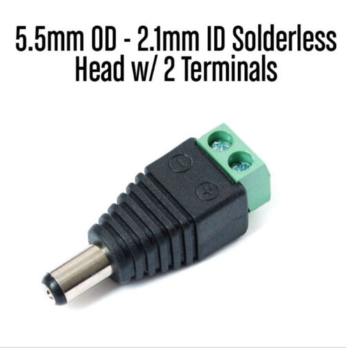 2X5.5mm OD 2.1mm ID Crimpless Solderless Barrel Plug Head w/ 2 ...