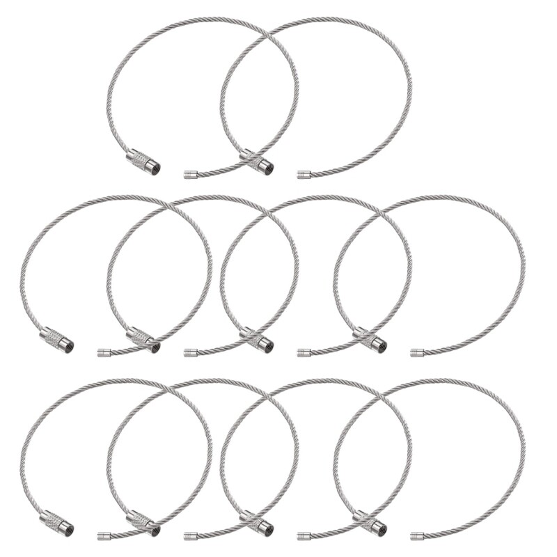 Set of 10 Wire Rope Keys Chain Stainless Steel Material Wire Rings Keys ...