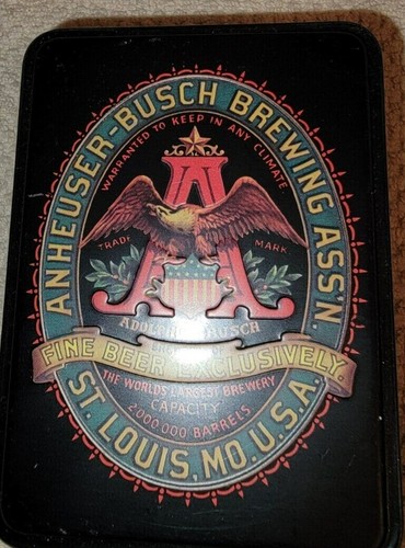 Anheuser Busch Brewing Association Hinged Tin Box with Playing Cards ...