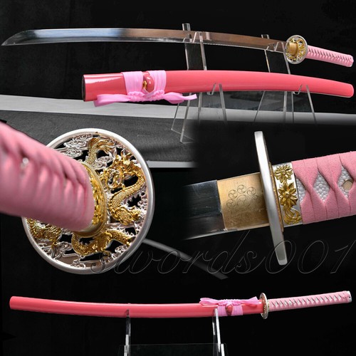 Pink Sword Japanese Samurai Katana Carbon Steel Sharp Shiny Blade ...