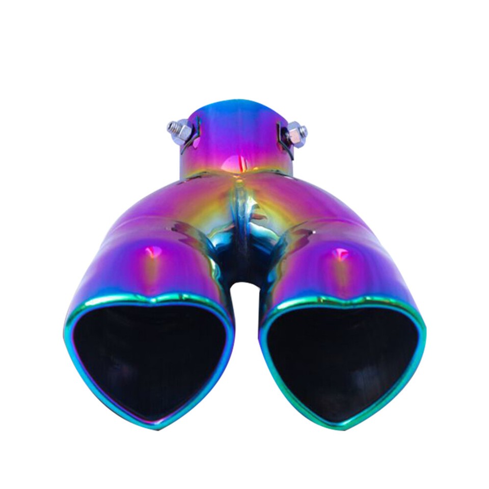 Heart Shaped Stainless Steel 63mm Car Dual Exhaust Tip Neo Tail Muffler ...