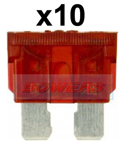 PACK OF 10 12V 24V VOLT 10A AMP RED STANDARD BLADE FUSES KIT CAR VAN ...