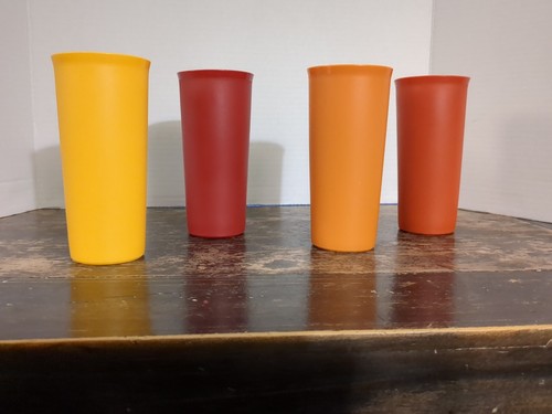 Lot of 4 Vintage Tupperware Tumbler Cups Made in USA Fall Harvest ...