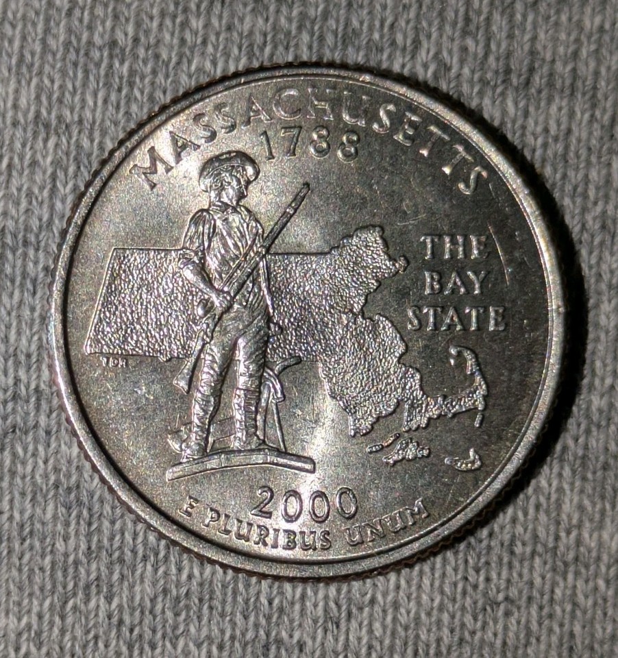 2000-P 25c Massachusetts State Quarter Extra Shiny Excellent Condition ...