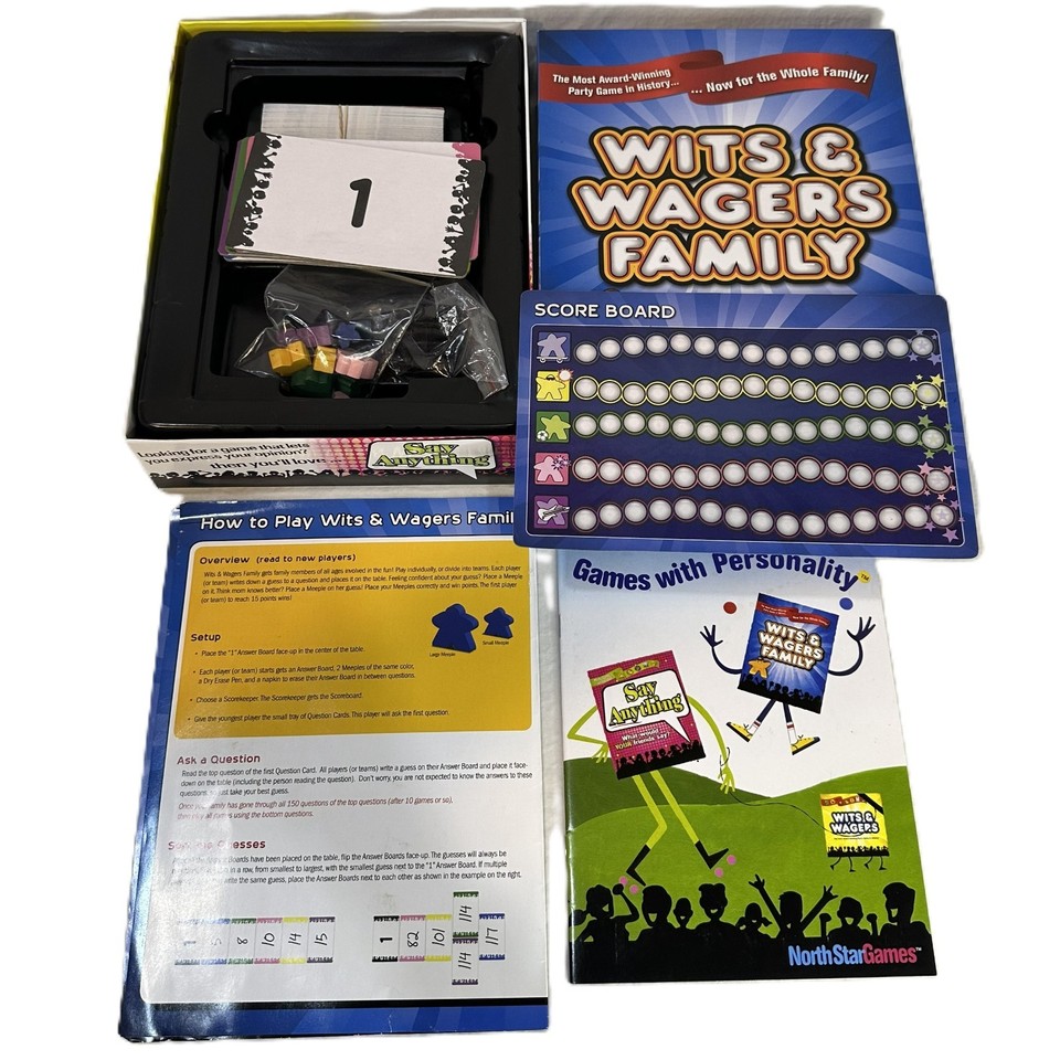 Wits & Wagers Family Board Game Complete Party Trivia North Star Games ...