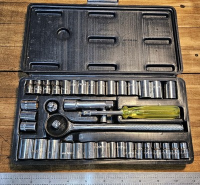 NEW Vintage Socket Set 3/8" 1/4" Drive SAE Sockets Ratchets Extensions ...