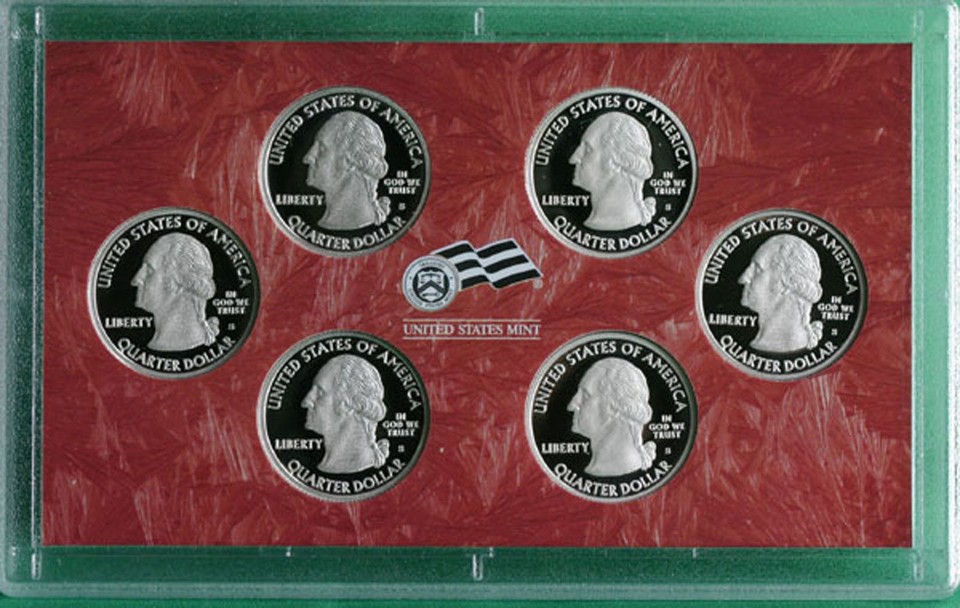 2009 Proof 90% Silver Quarter Set DC and US Territories 6 COINS ONLY No ...
