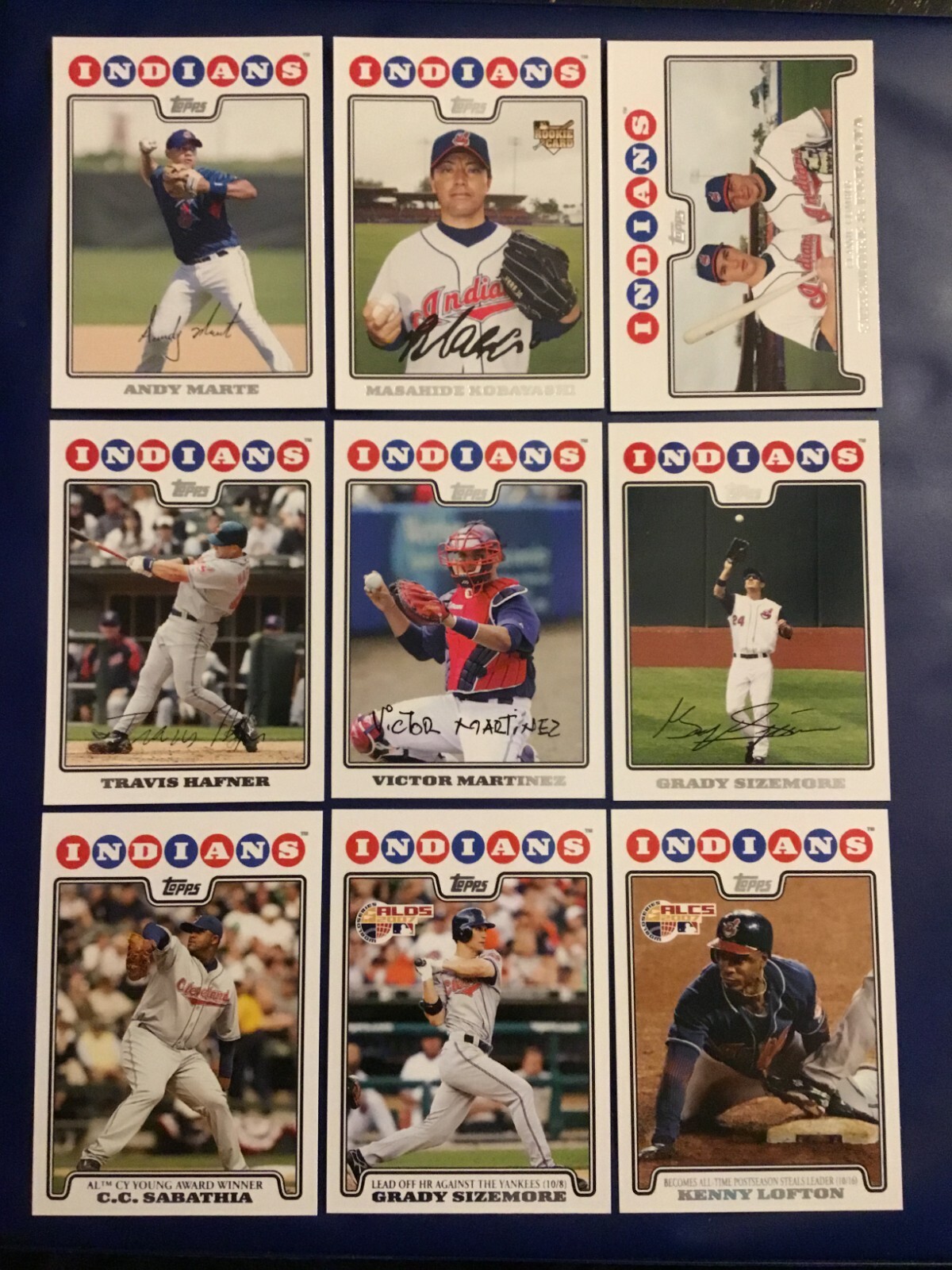 2008 Topps CLEVELAND INDIANS Complete Team Set 25 LEE, LOFTON, HAFNER ...