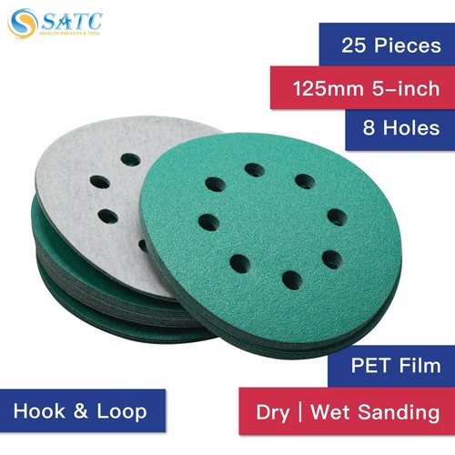 125mm Sanding Discs Hook & Loop Pads Wet and Dry Orbital Sandpaper Grit ...