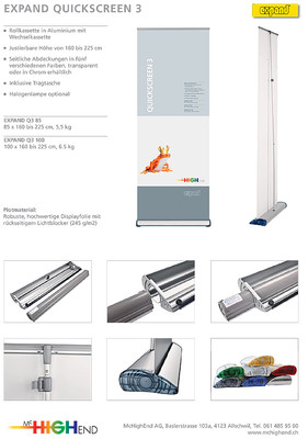 Expand QuickScreen 3 Retractable Displays Roll-Up Banners Media Screen ...