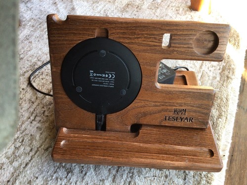 Wood Phone Docking Station Ash Key Hooks Holder Wallet Stand Watch ...