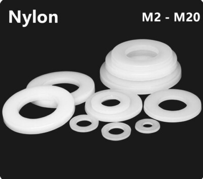 White Plastic Nylon Flat Washers Insulation M2 M2.5 M3 M4 M5 M6 M8 M10 ...