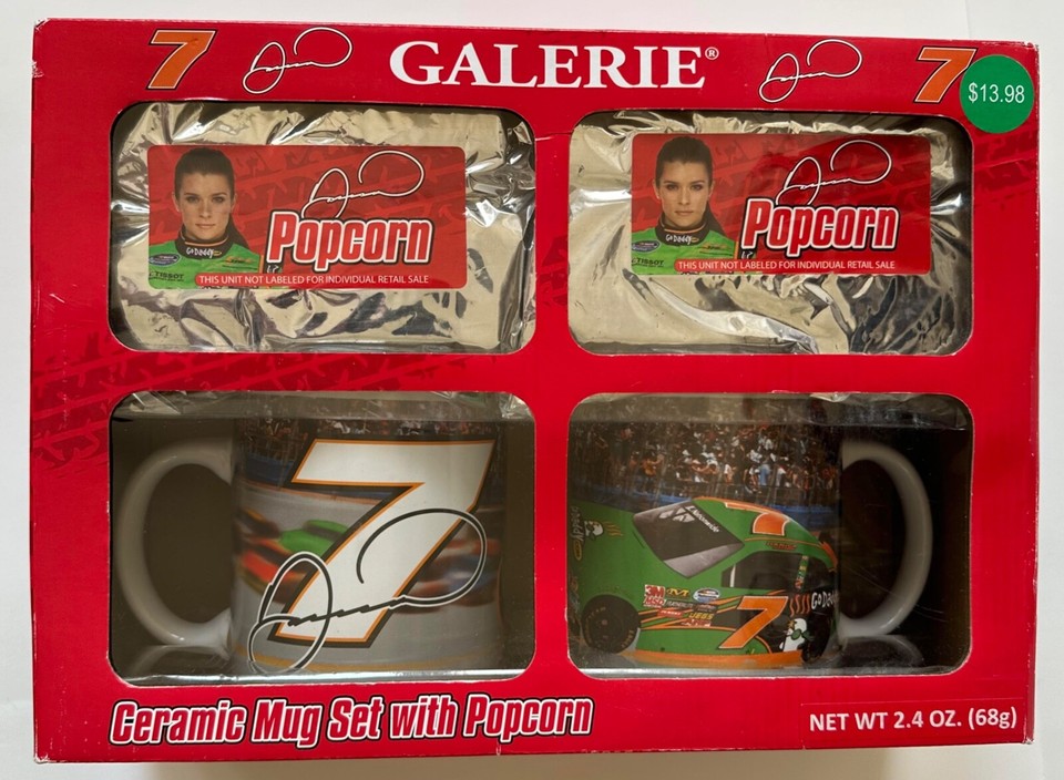Galerie Danica Patrick #7 Coffee Mug Pair & Popcorn Set NASCAR- New ...