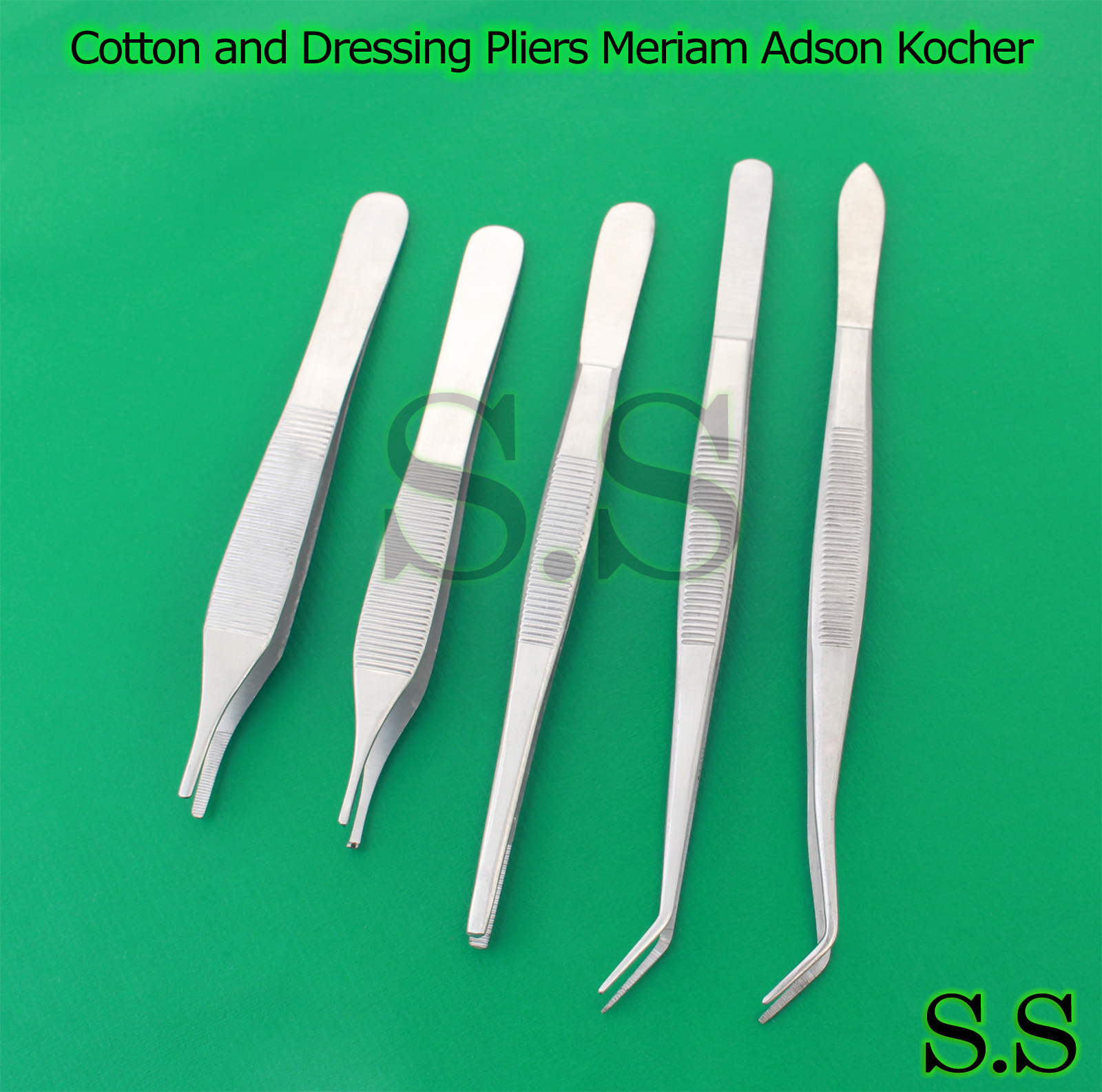 Cotton and Dressing Pliers Meriam Adson Kocher Thumb Tweezers Set of 5 ...