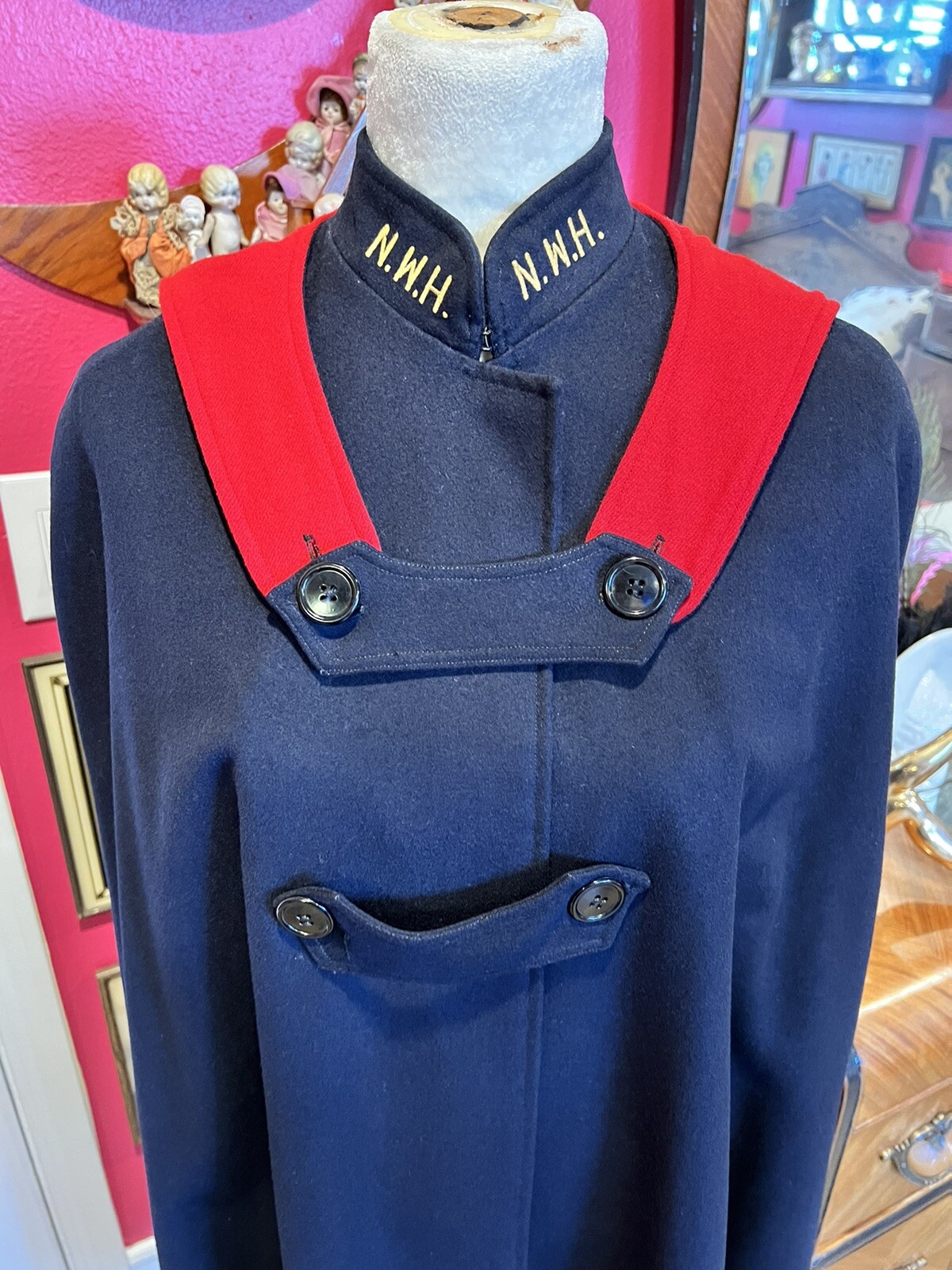 1940s WW2 Red Navy Nurse Hospital Embroidered Collect… - Gem