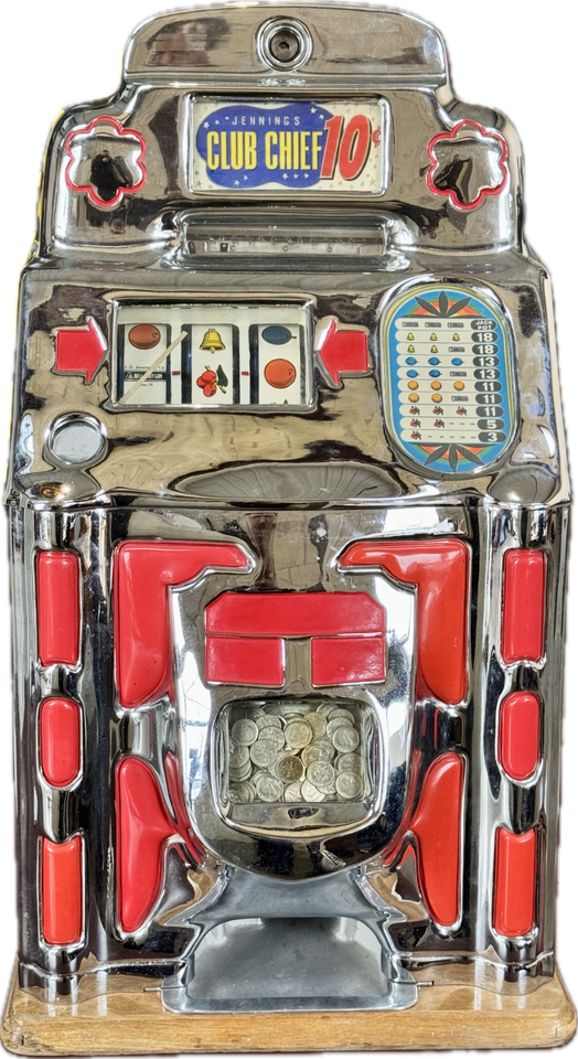 Jennings 10c Club Chief Red Lite Up Slot Machine ~1930's | eBay