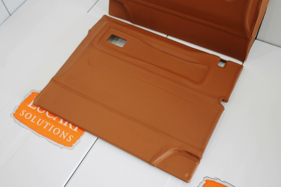 Pair of tan leather front door cards/panels Fit Land Rover Defender ...