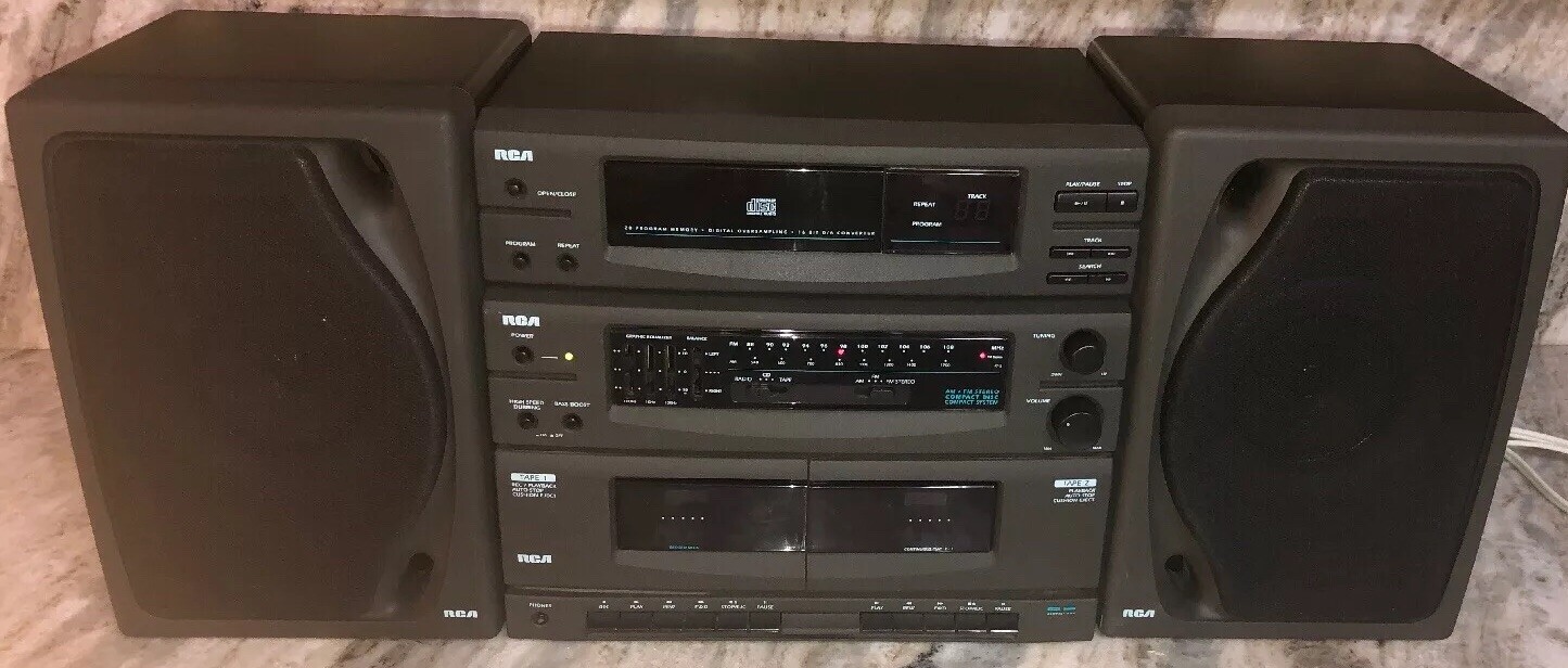 Vintage RCA RP 8530 A Stereo System AM/FM Radio Dual Cassette CD 2 Spks ...