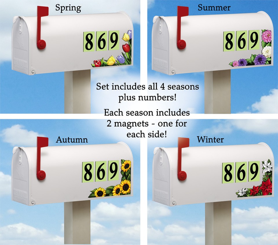 Sunflower, Tulips, Outdoor Address Mailbox or Front Door Magnets All 4 ...