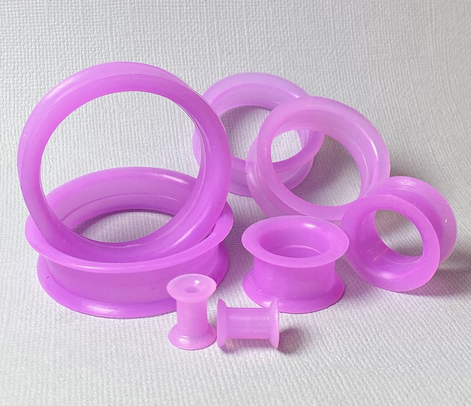 PAIR Soft Silicone Ear Tunnels Plugs - choose from 10 colors up to size ...