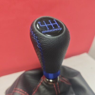 MS BLUE STITCHES LEATHER 6S SHIFT GEAR KNOB for MAZDA 2 3 6 CX4 CX5 MX5 ...