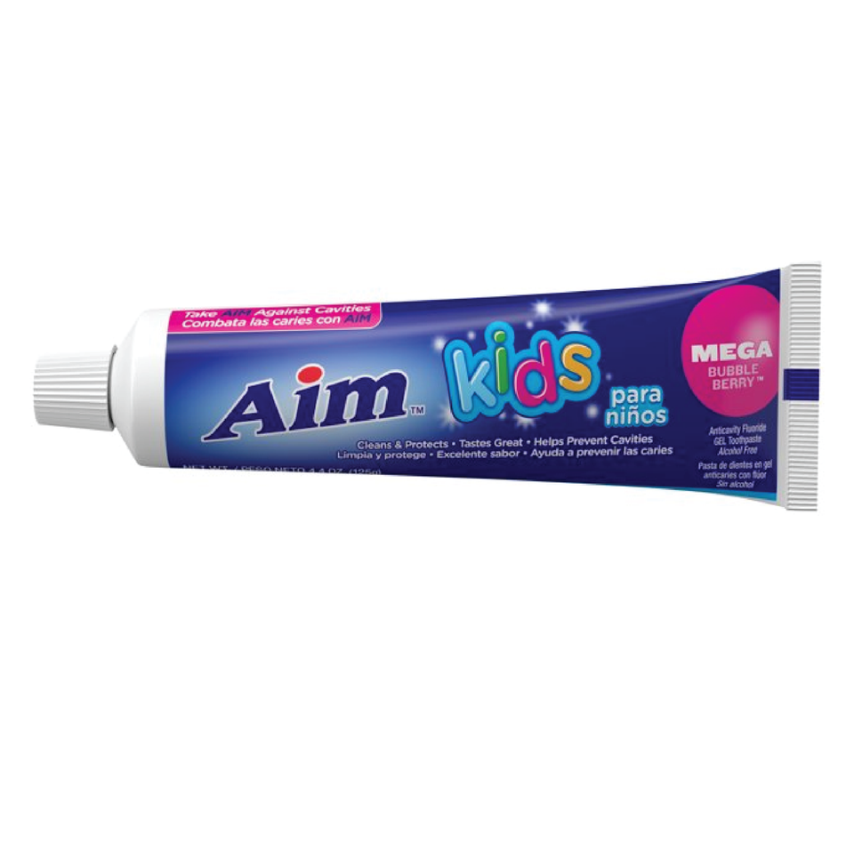 12x Packs AIM Kids Mega Bubble Berry Anticavity Fluoride Gel Toothpaste ...