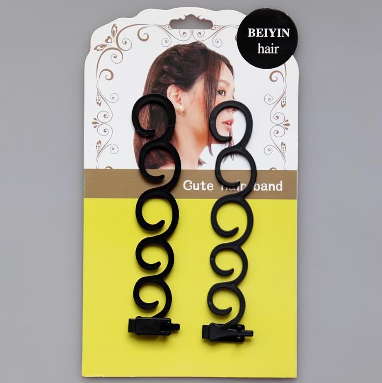 2Pcs Side Hair Styling French Braid Clip Magic Stick DIY Bun Maker Tool ...