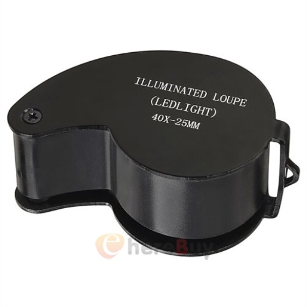 40X Magnifying Loupe Jewelry Eye Glass Magnifier LED Light Jewelers ...