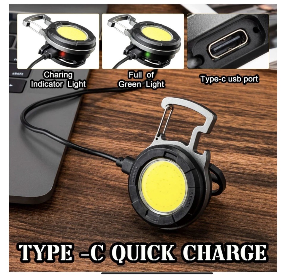 Flashlight Small USBC Rechargeable 2 Pack Keychain Magnet Carabiner Hat ...