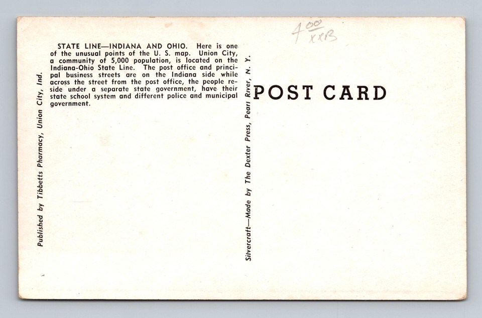 Indiana IN State Line Indiana And Ohio Vintage Postcard Souvenir Postal ...